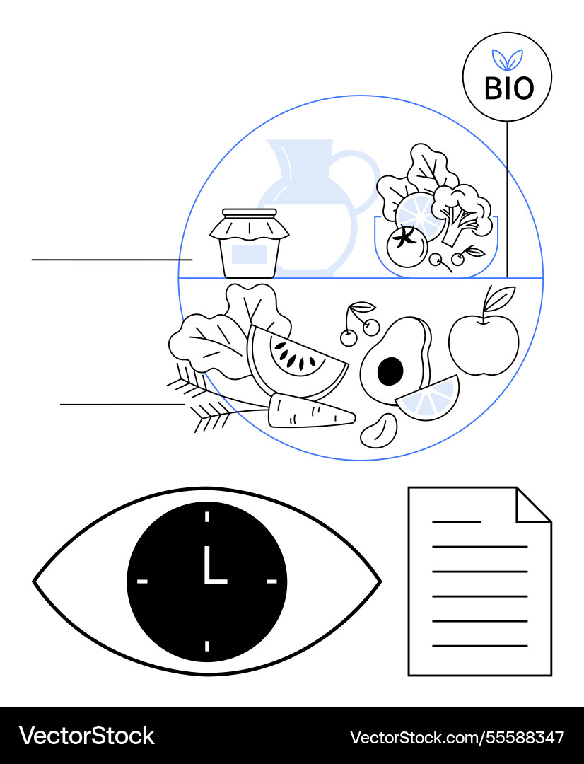 Healthy food selection highlighting organic Vector Image