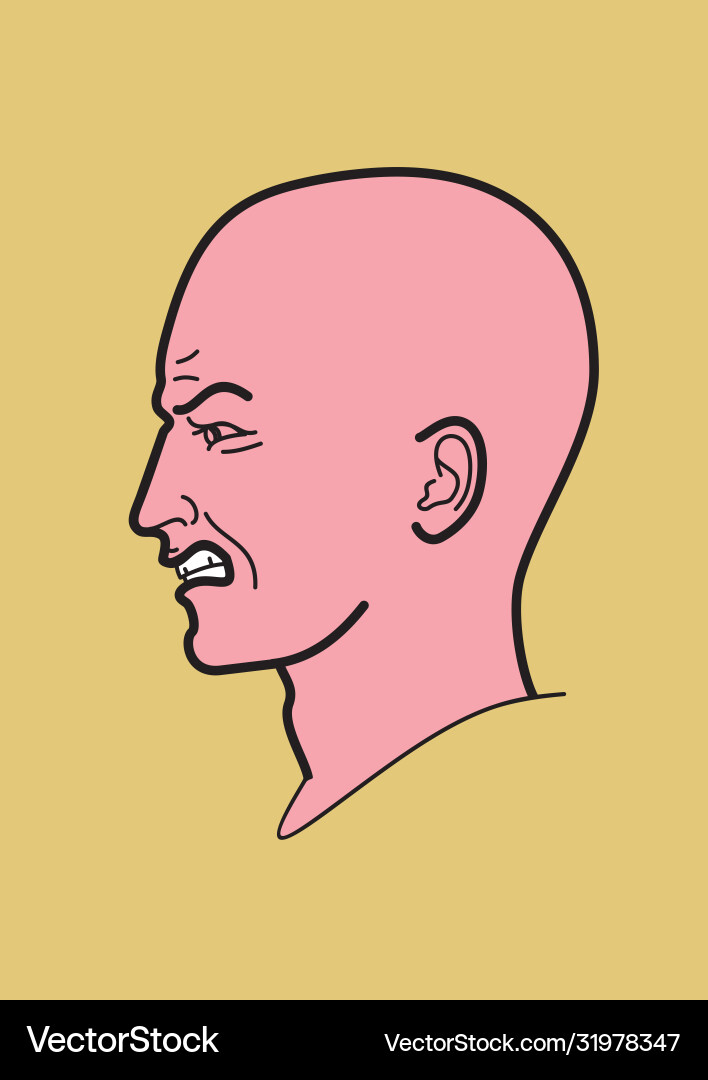 Human head emotions anger aggression Royalty Free Vector
