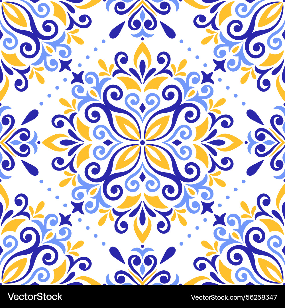 Mediterranean Azulejo Pattern Royalty Free Vector Image