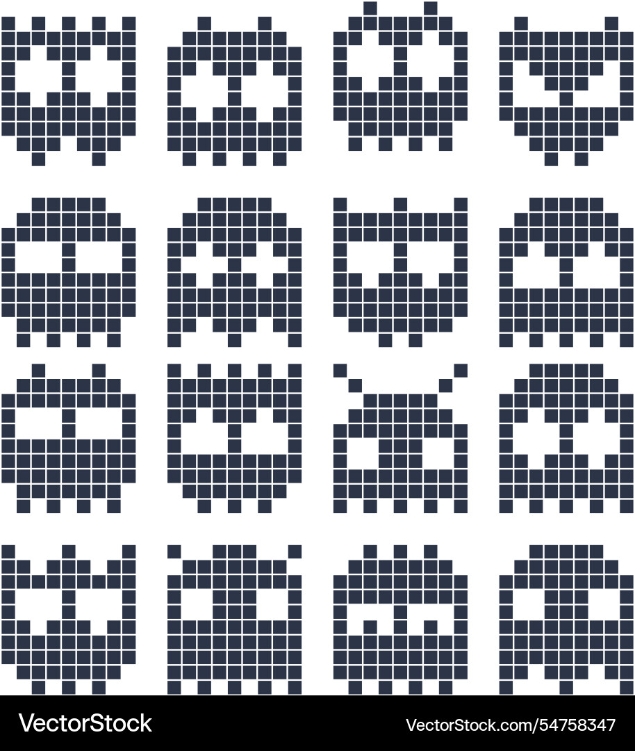 Pixel enemies for portable console games Vector Image