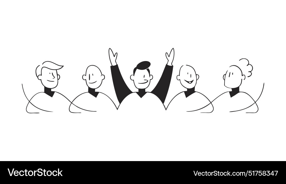 Successful team of five people on white Royalty Free Vector