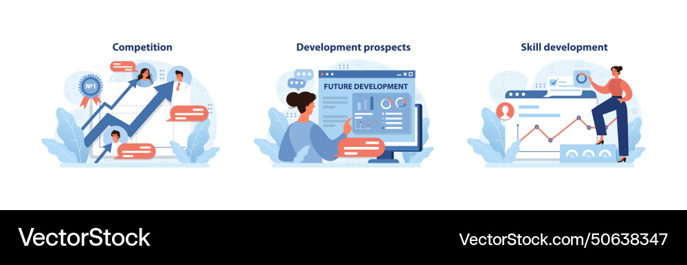 Workplace dynamics set featuring competition Vector Image