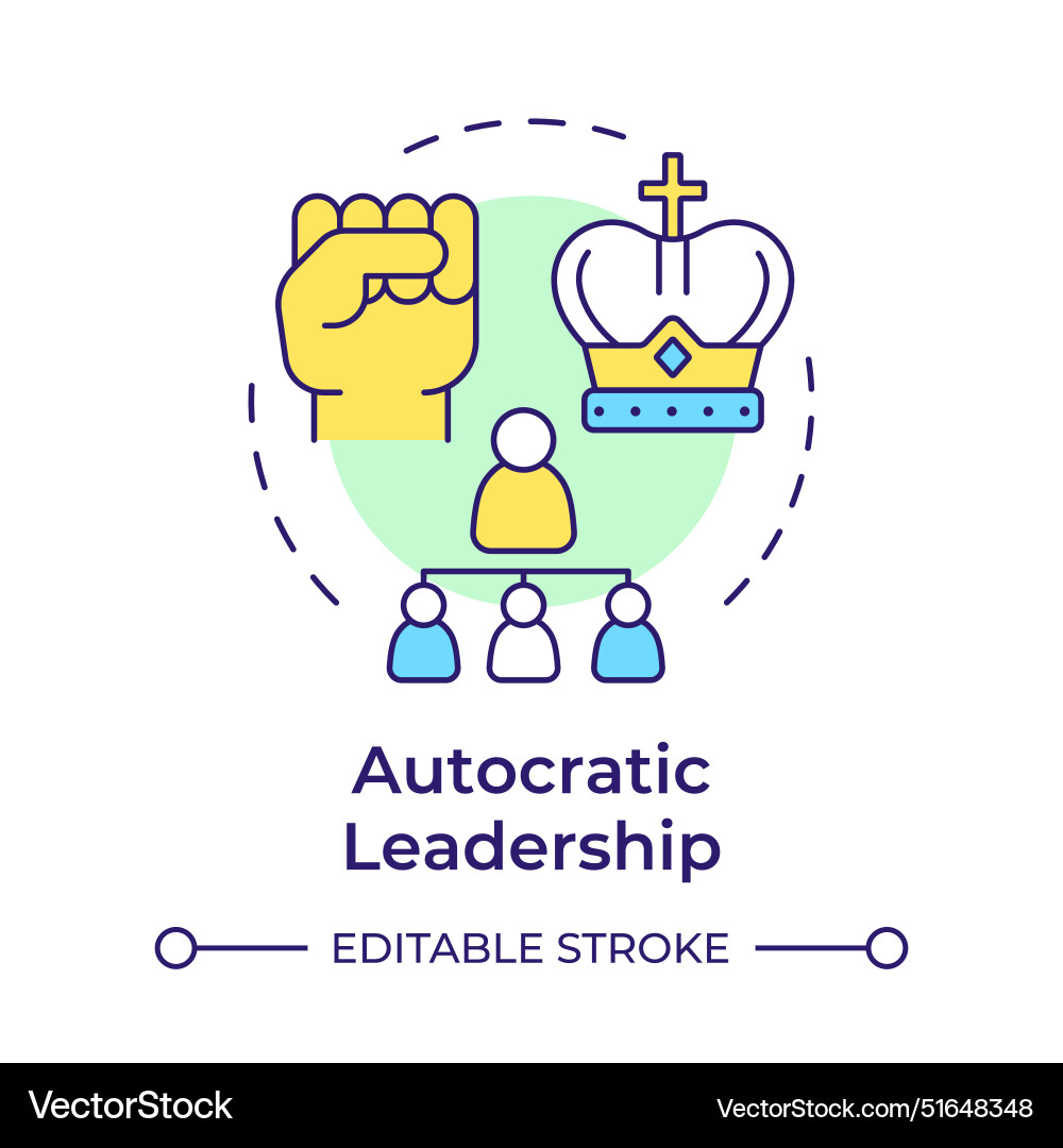 Autocratic leadership multi color concept icon Vector Image