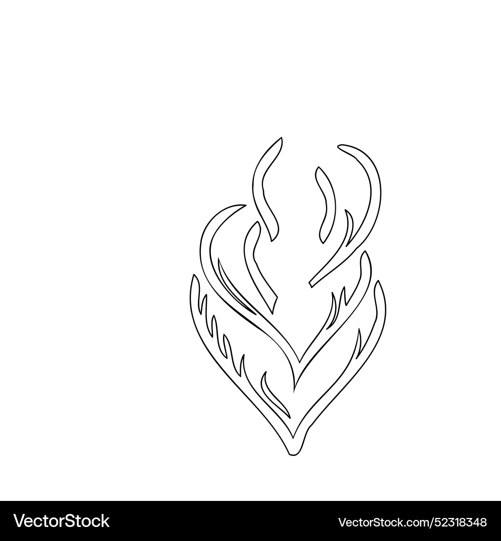 Candle flame fire heart outline sketch Royalty Free Vector