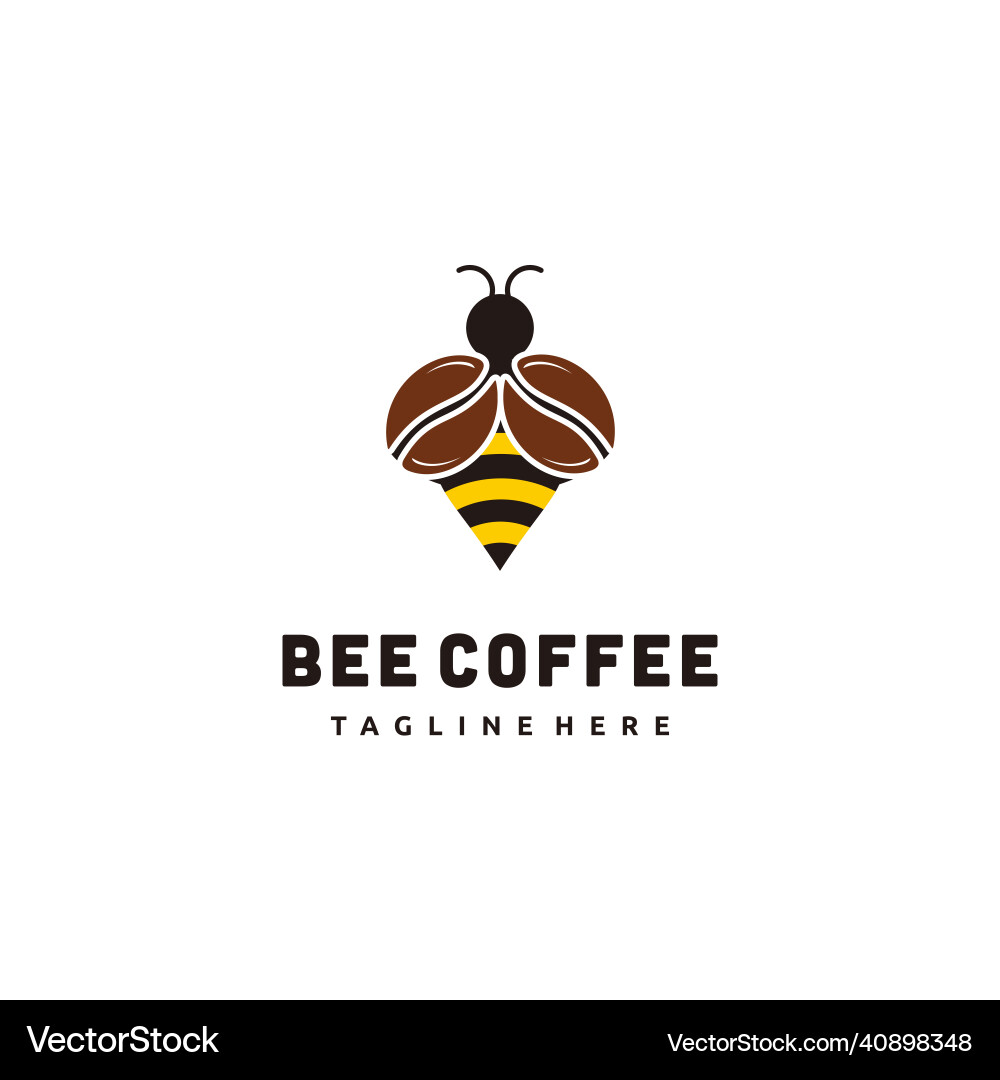 Coffee bean and bee combination logo design Vector Image