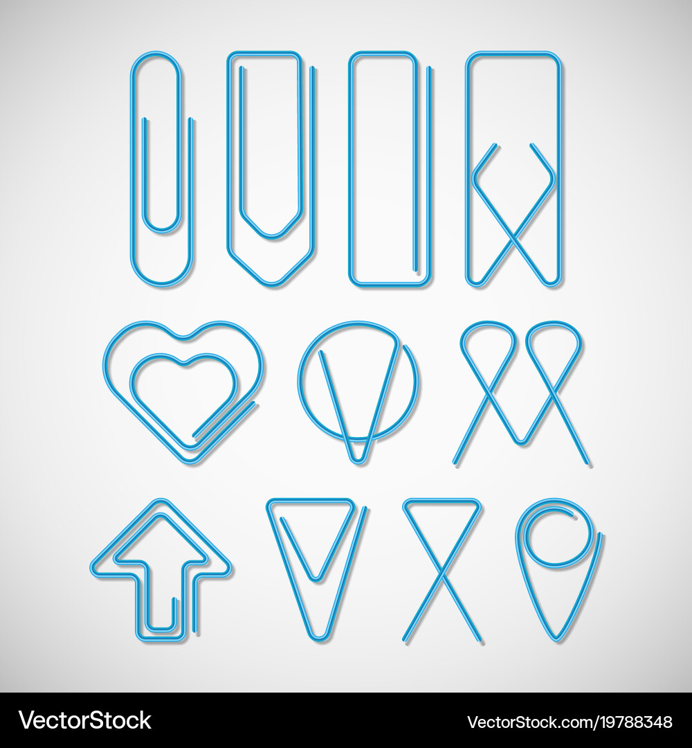 Different of type paper clips collection Vector Image