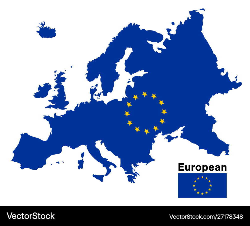 European flag map on a white background Royalty Free Vector