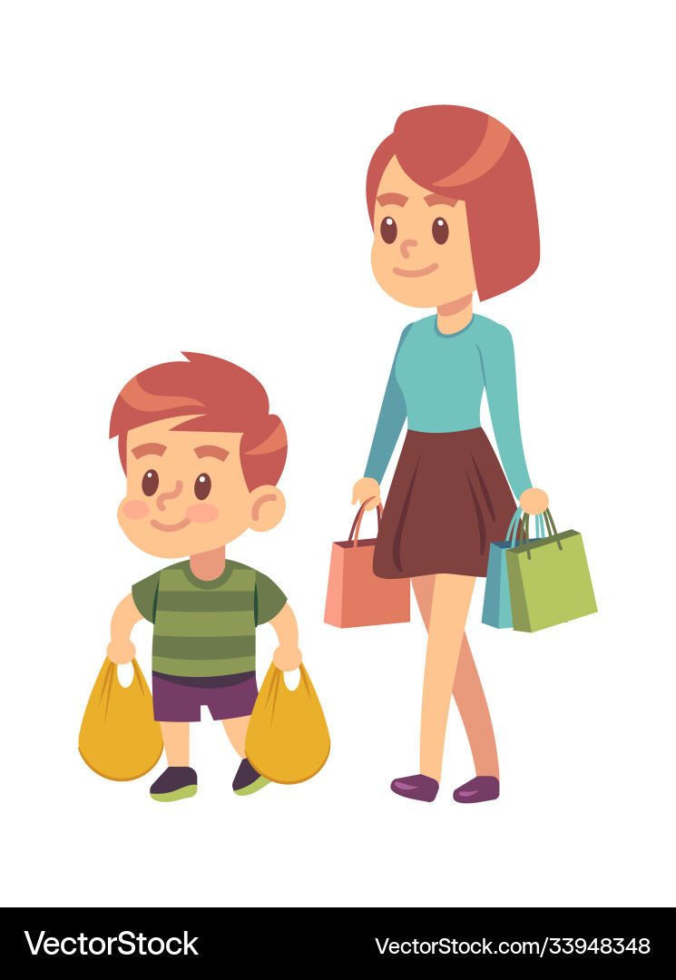 Good manners boy helps mom polite kid Royalty Free Vector