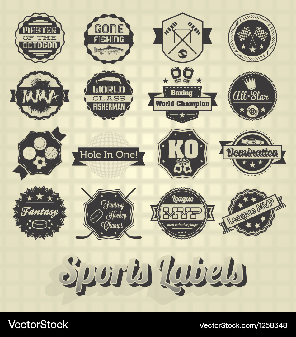 Mixed sports labels Royalty Free Vector Image - VectorStock