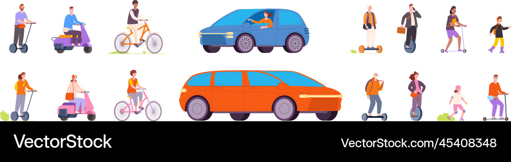 People on electric vehicles hipster riders Vector Image