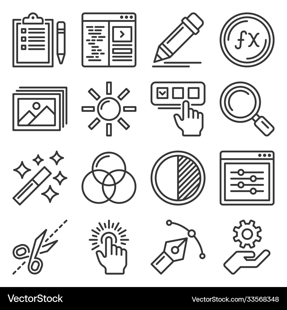 Photo and video editor icons set Royalty Free Vector Image