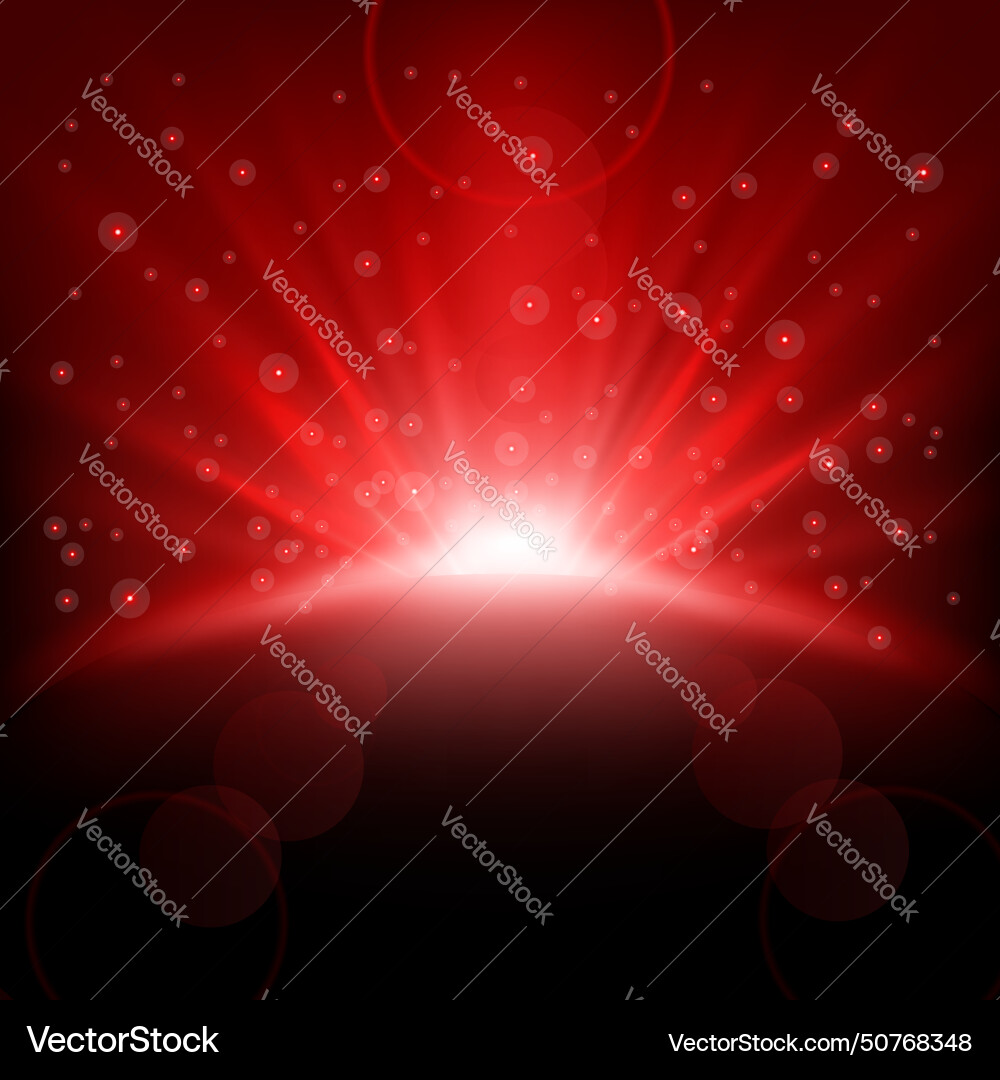 Red rays rising background with sparkles Vector Image