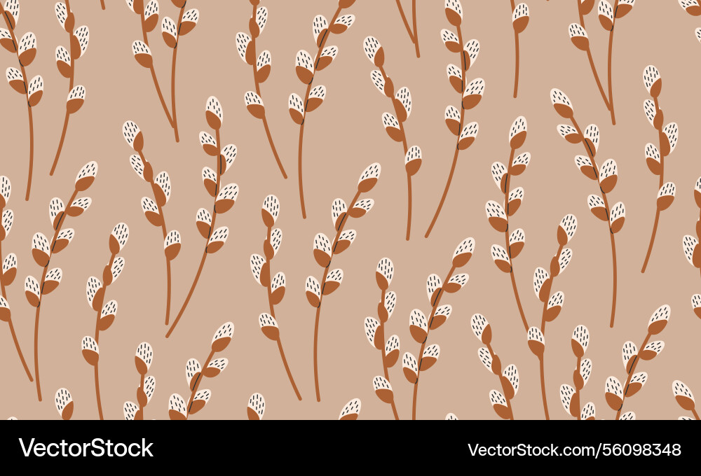 Seamless pattern willow branches spring Royalty Free Vector