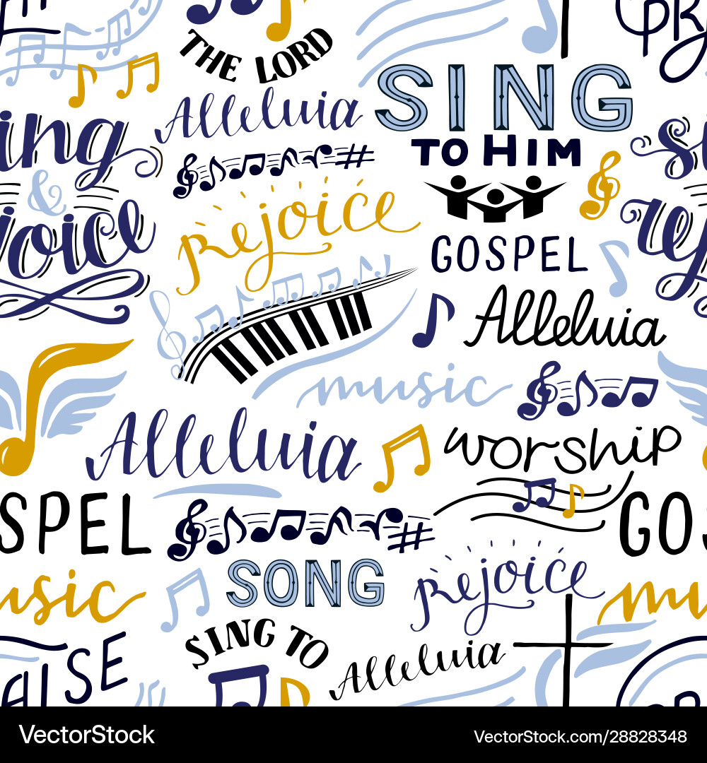 Seamless pattern with hand lettering words sing Vector Image