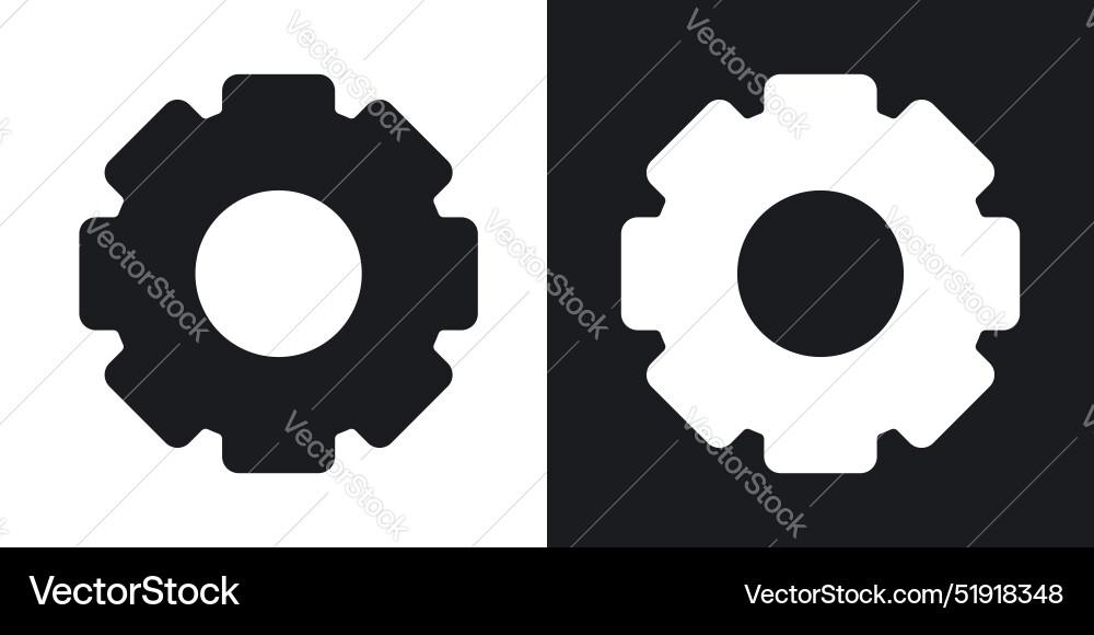 Settings icon set in solid black and white color Vector Image