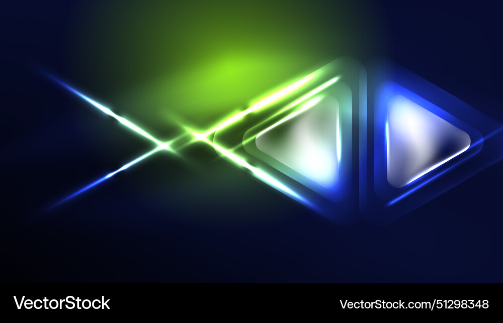 Techno neon triangles with light effects Vector Image