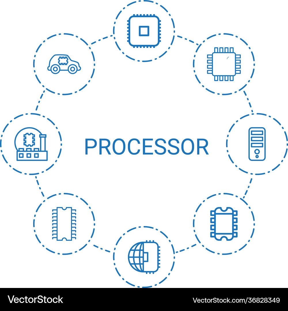 8 processor icons (36828349) – Free Vector | VectorStock