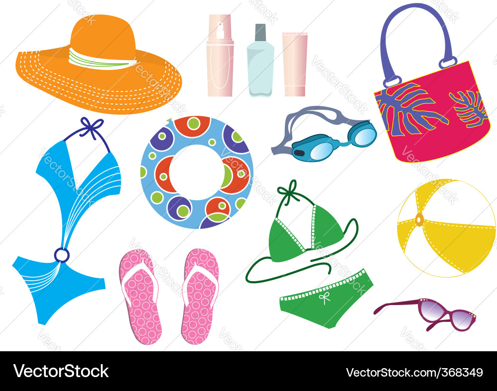 Beach things Royalty Free Vector Image - VectorStock