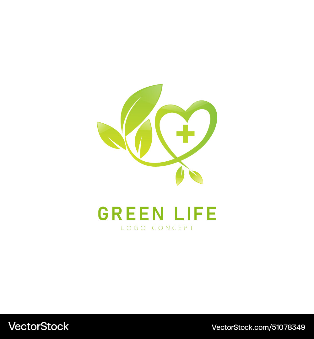 Green life logo design flat style Royalty Free Vector Image