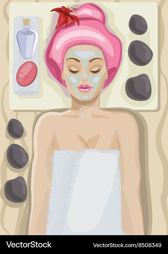Lady enjoying a spa cartoon Royalty Free Vector Image