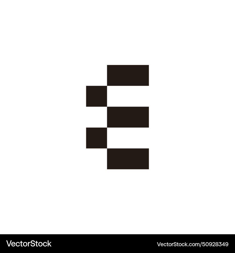Letter e simple squares geometric logo Royalty Free Vector