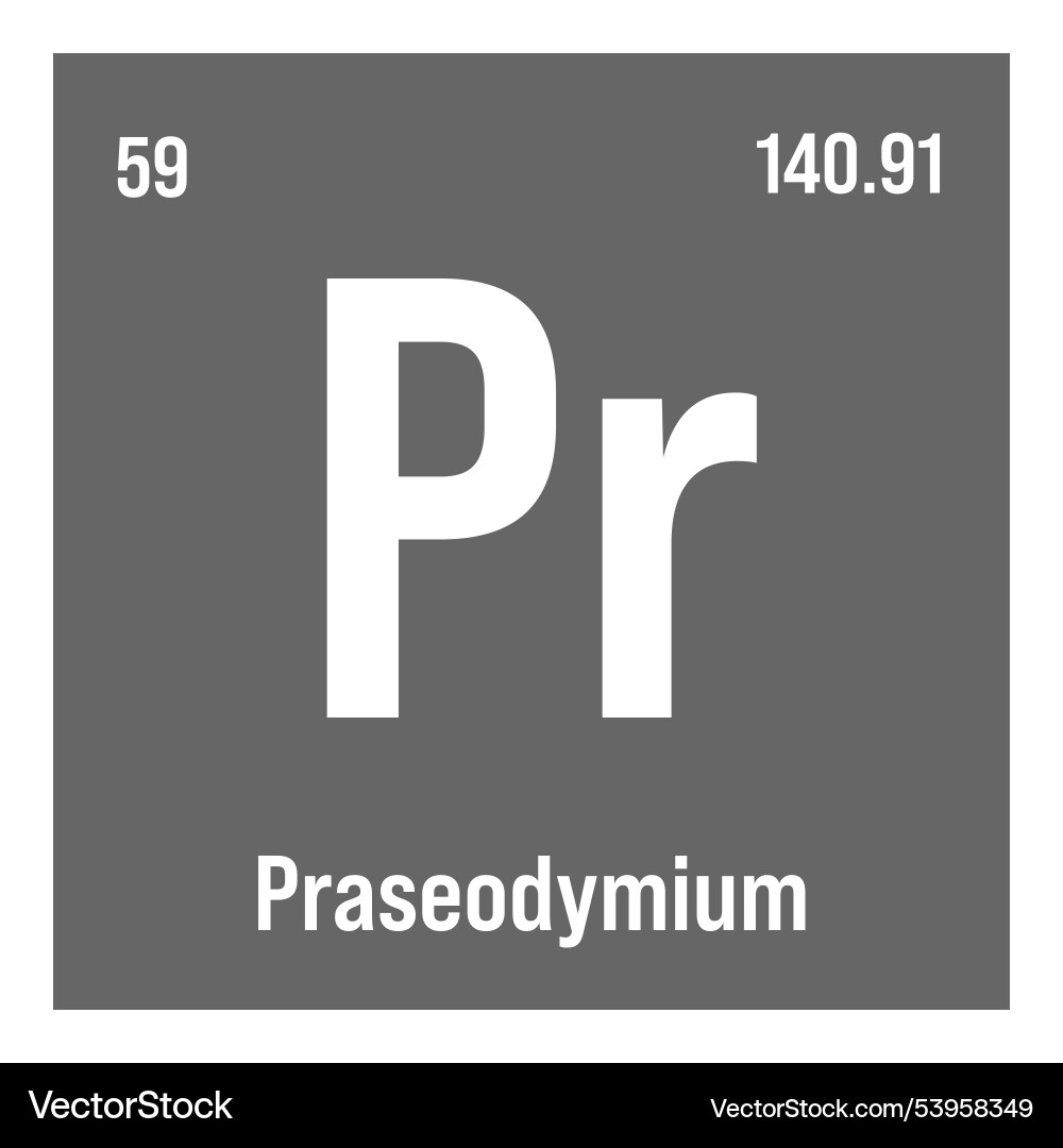 Praseodymium pr periodic table element Royalty Free Vector