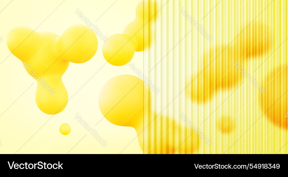 Ribbed glass pattern with yellow 3d blob shapes Vector Image
