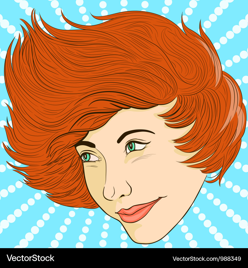 Smiling girl face in retro style Royalty Free Vector Image
