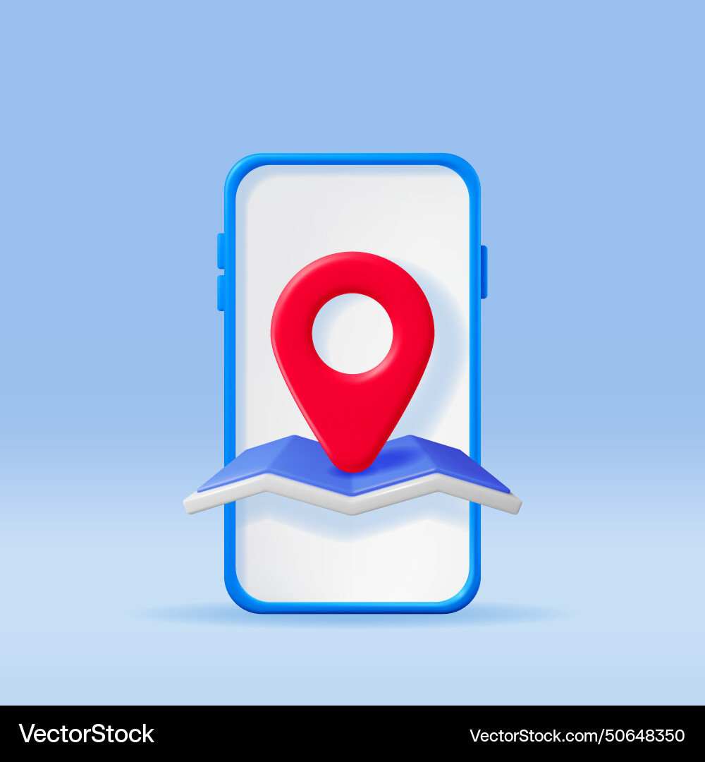 3d location map pin in smartphone Royalty Free Vector Image