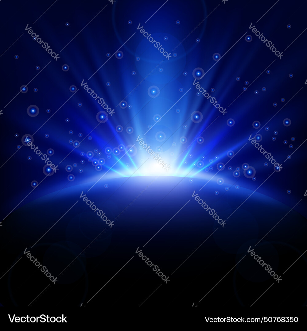 Blue rays rising background with sparkles Vector Image