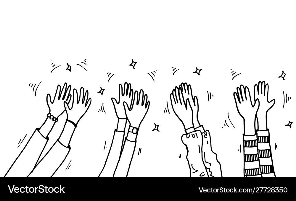 Hand drawn sketch style human hands clapping Vector Image