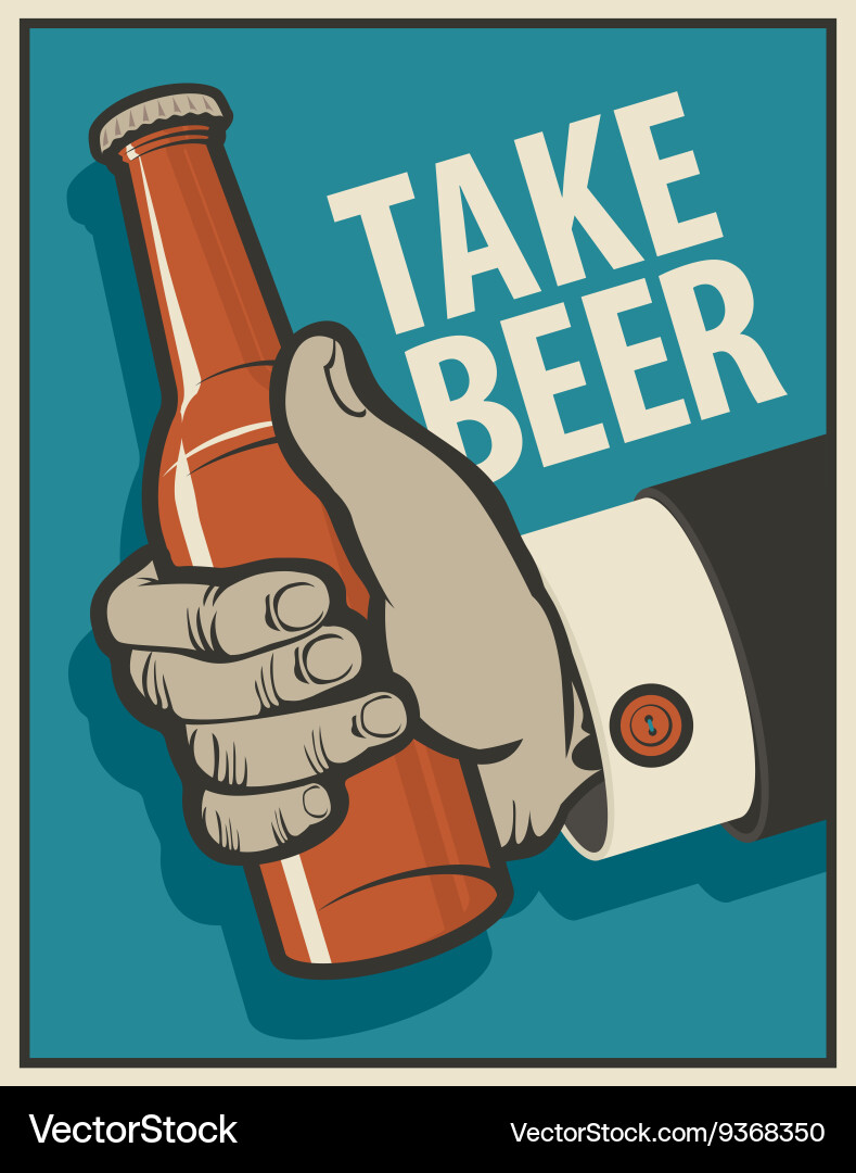 Human hand with a bottle of beer Royalty Free Vector Image