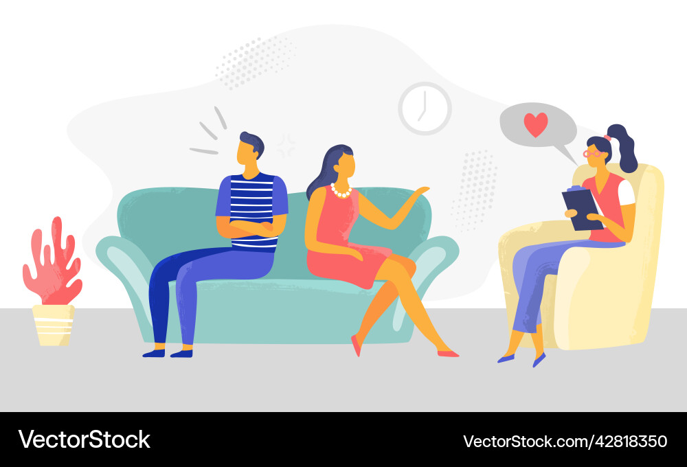 Psychotherapy session married couple coming Vector Image