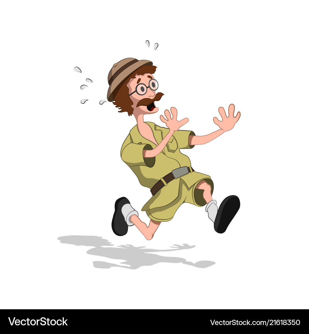 Scared professor in cartoon style Royalty Free Vector Image