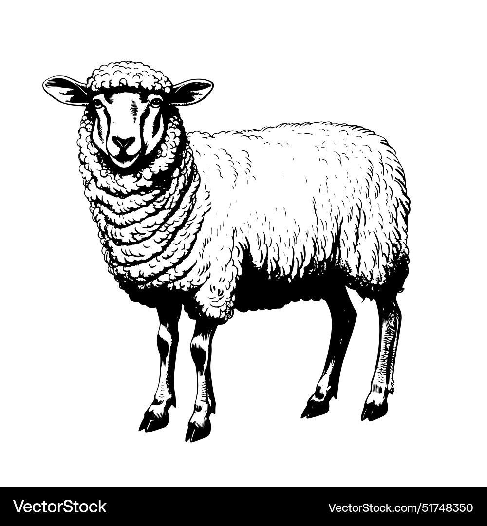 Sketch of sheep hand drawn Royalty Free Vector Image