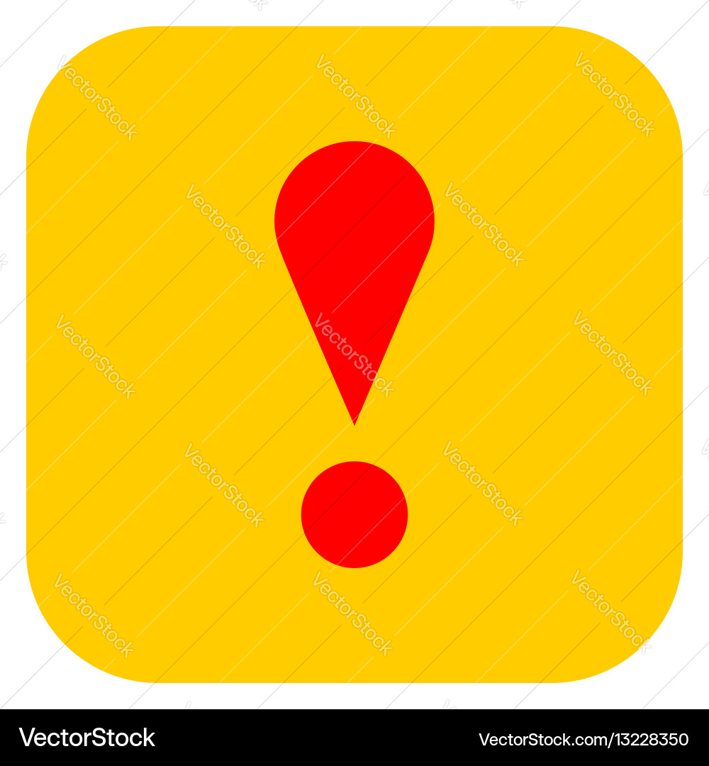 Yellow square exclamation mark icon warning sign Vector Image