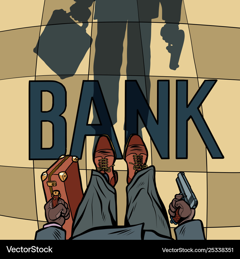 Bank Robbery - Comic Style Royalty Free Vector Image