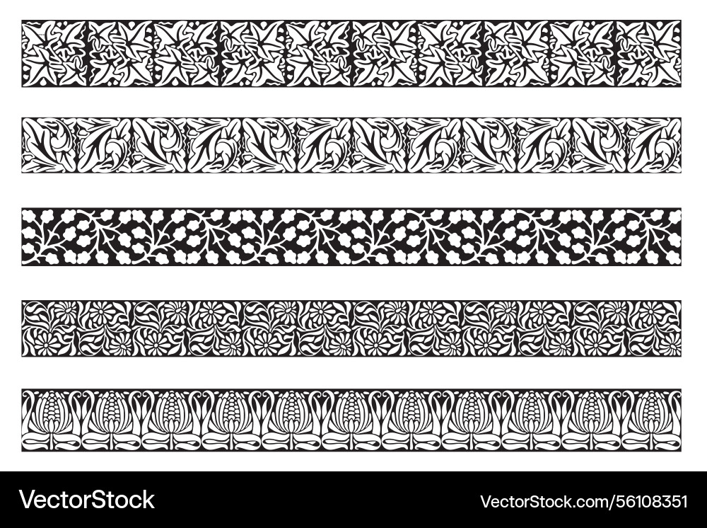 Borders nature set gothic style Royalty Free Vector Image