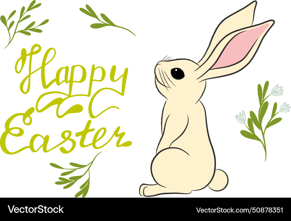 Easter set with rabbit clip art Royalty Free Vector Image