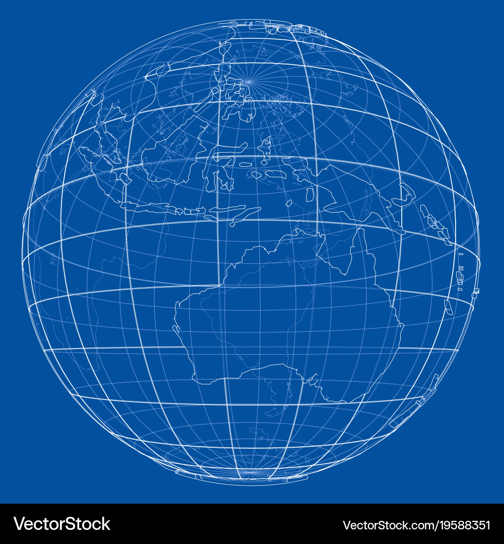 Globe contour rendering of 3d Royalty Free Vector Image