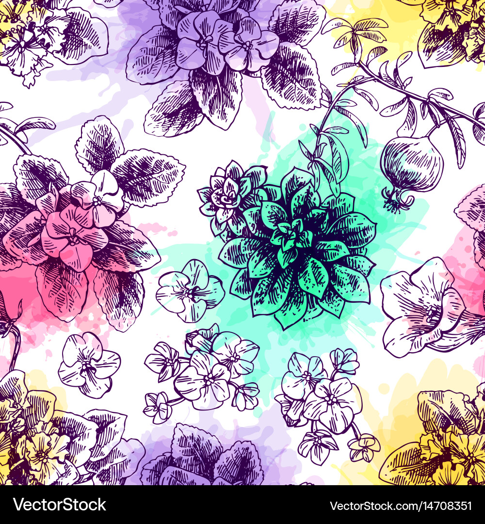 Hand drawn seamless pattern Royalty Free Vector Image