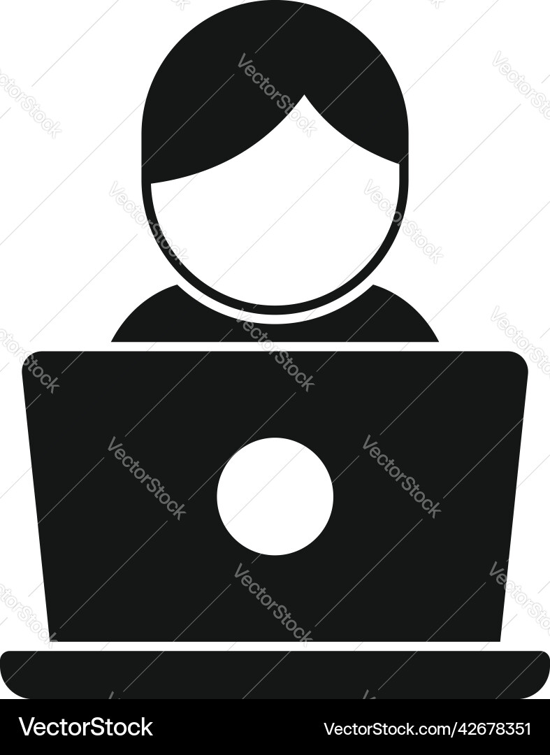 Laptop home working icon simple job search Vector Image