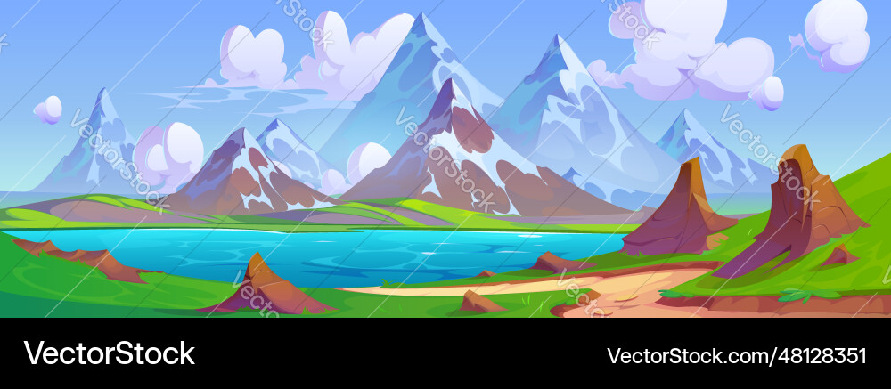 Mountain Lake Landscape Royalty Free Vector Image