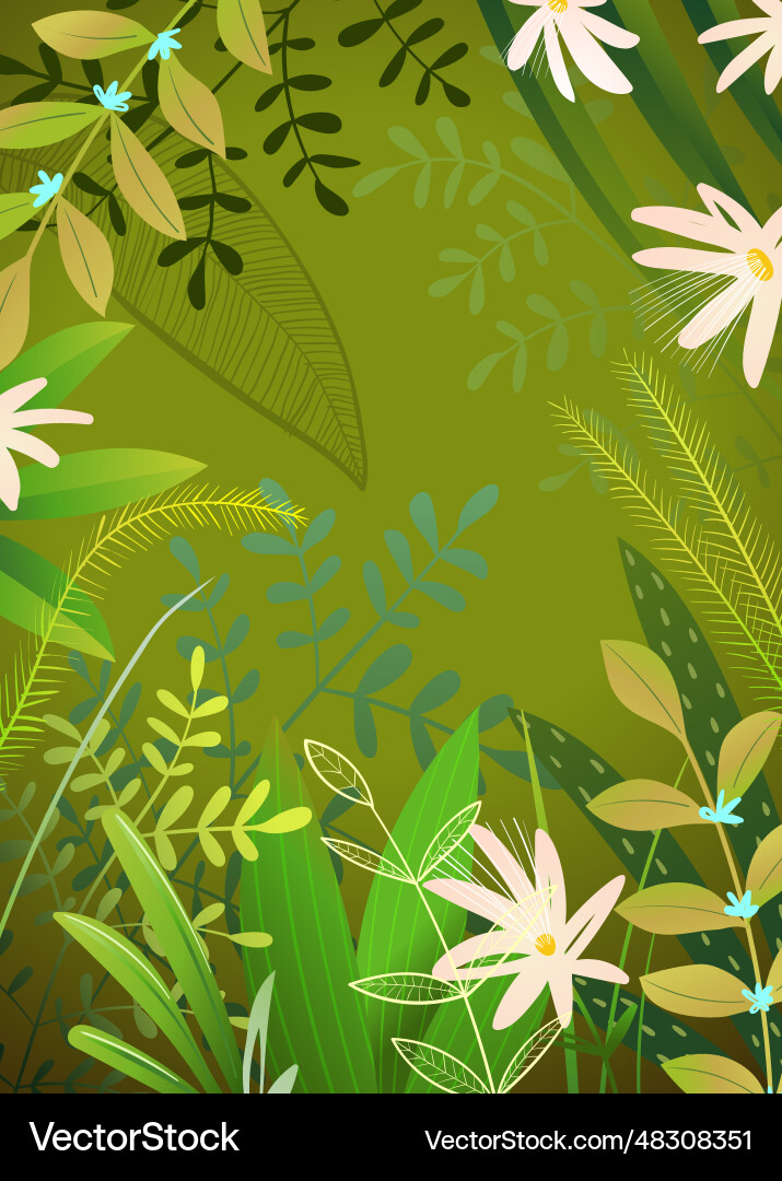 Nature and leaves hand drawn background template Vector Image