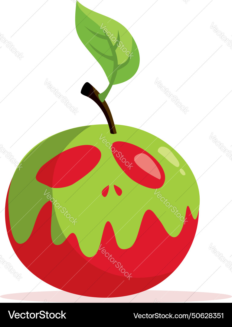 Poisoned apple covered in toxic substance Vector Image