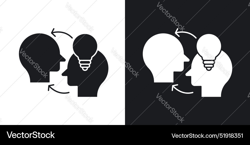 Share thoughts icon set in solid black and white Vector Image
