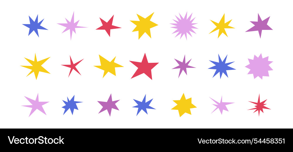 Sharp stars shapes set bright irregular sparks Vector Image