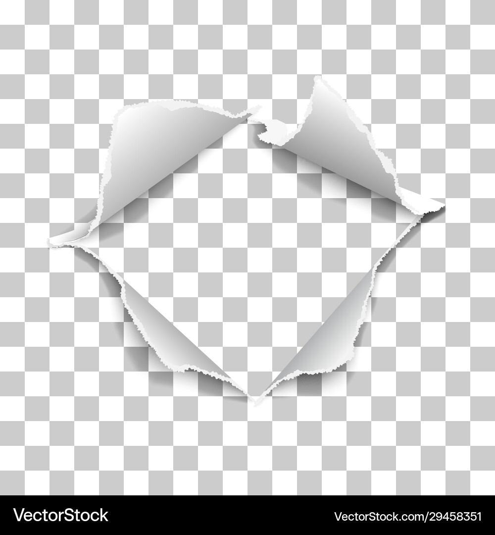 Snatched middle transparent paper with torn Vector Image