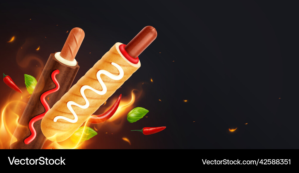 Spicy hot dogs composition Royalty Free Vector Image