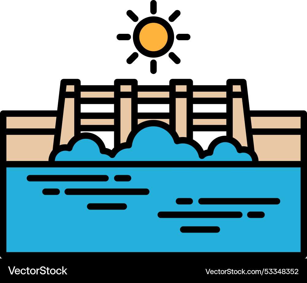 A hydroelectric dam in line drawing style Vector Image